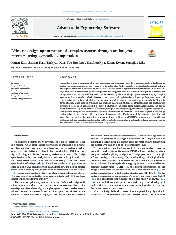 (PDF) Efficient design optimization of complex system through an integrated interface using ...