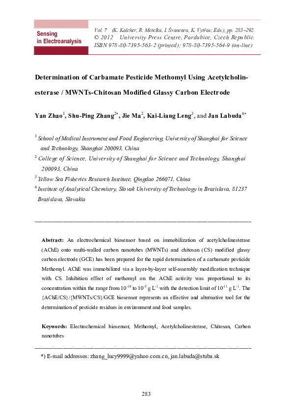 (PDF) Determination of carbamate pesticide methomyl using ...