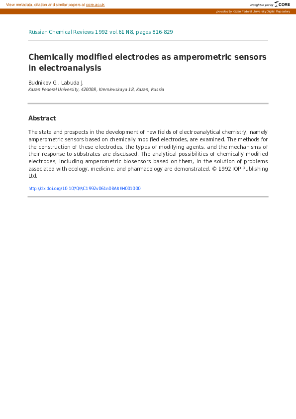 (PDF) Chemically modified electrodes as amperometric sensors in ...
