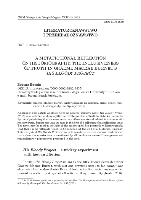 (PDF) A Metafictional Reflection on Historiography: the Inclusiveness ...