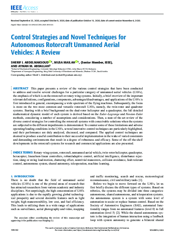 (PDF) Control Strategies and Novel Techniques for Autonomous Rotorcraft Unmanned Aerial Vehicles ...