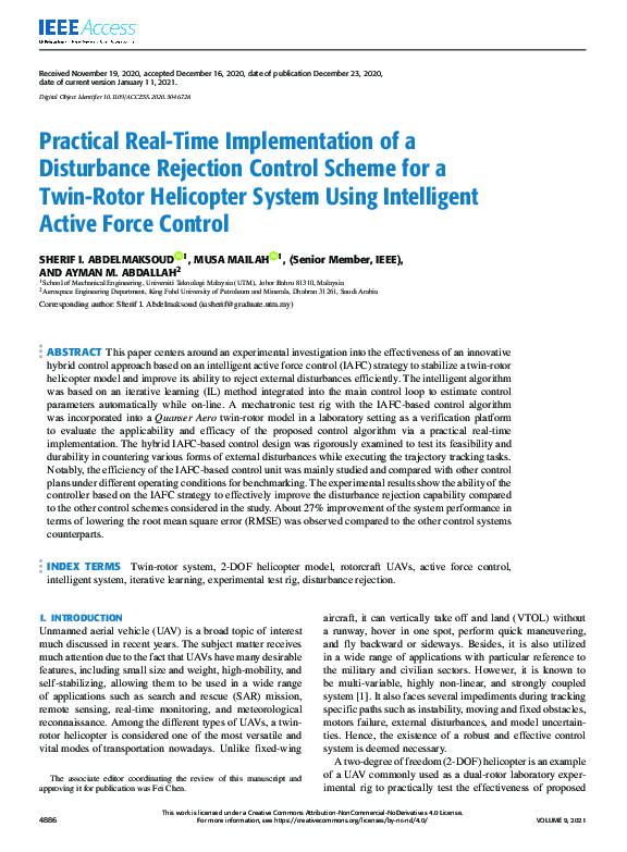 (PDF) Practical Real-Time Implementation of a Disturbance Rejection Control Scheme for a Twin ...