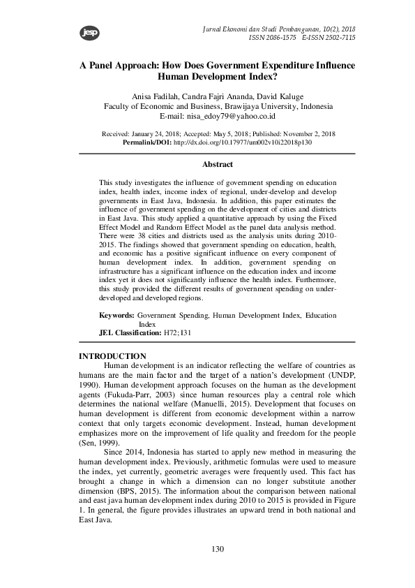 (PDF) A Panel Approach: How Does Government Expenditure Influence Human ...