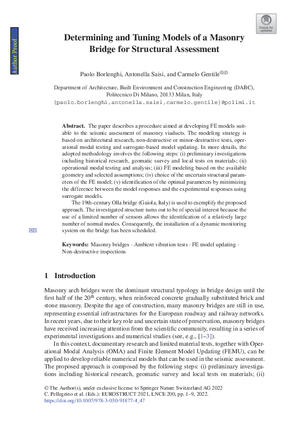 (PDF) Determining and Tuning Models of a Masonry Bridge for Structural Assessment | antonella ...