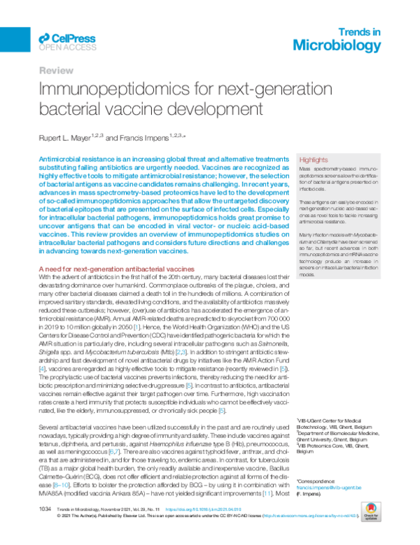 (PDF) Immunopeptidomics for next-generation bacterial vaccine development