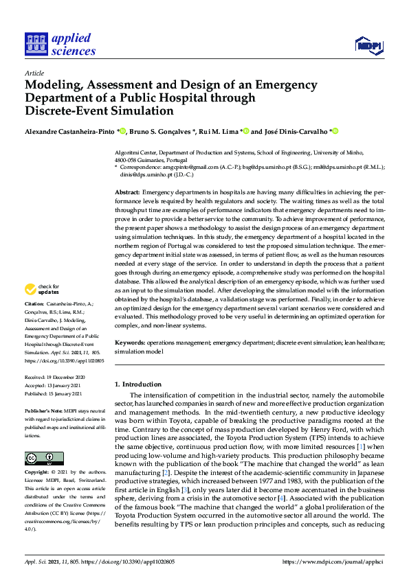 (PDF) Modeling, Assessment and Design of an Emergency Department of a Public Hospital through ...