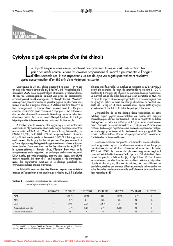 (PDF) Cytolyse aiguë après prise d'un thé chinois