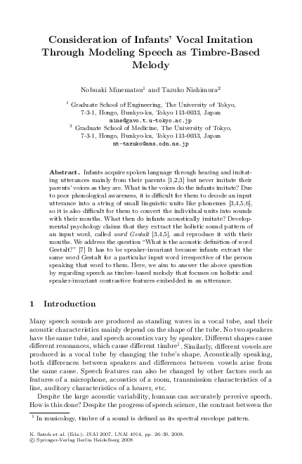 (PDF) Consideration of Infants’ Vocal Imitation Through Modeling Speech ...