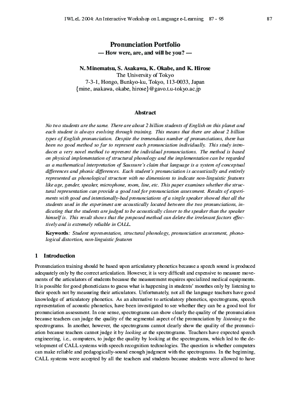 (PDF) Pronunciation Portfolio How were, are, and will be you?