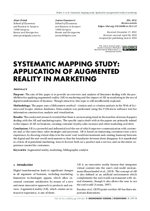 (PDF) SYSTEMATIC MAPPING STUDY: APPLICATION OF AUGMENTED REALITY IN MARKETING