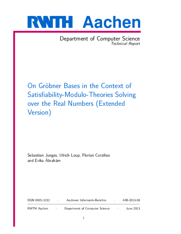 (PDF) On Gröbner Bases in the Context of Satisfiability-Modulo-Theories Solving over the Real ...