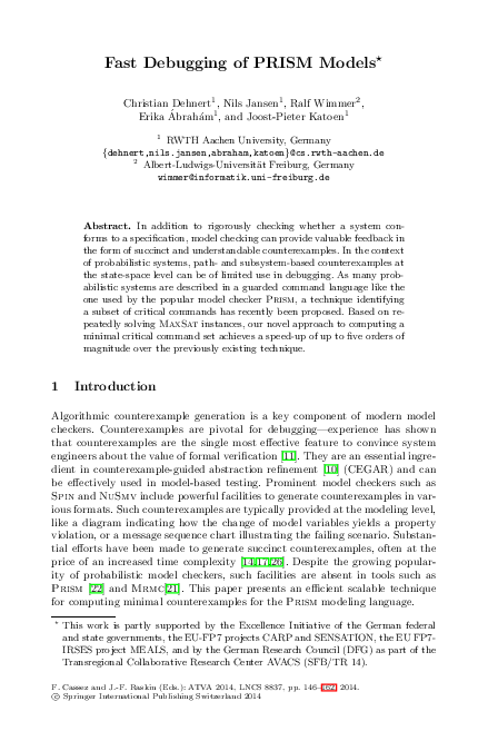 (PDF) Fast Debugging of PRISM Models