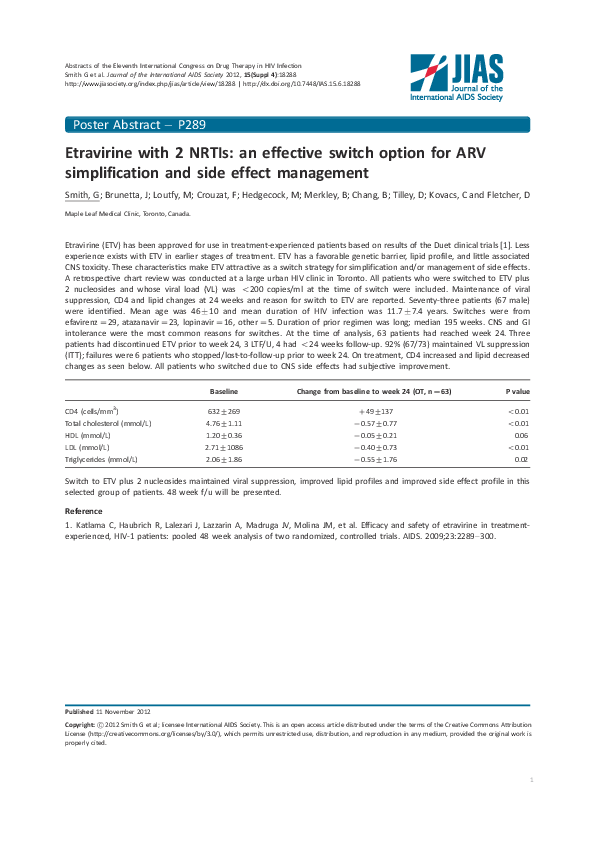 (PDF) Etravirine with 2 NRTIs: an effective switch option for ARV ...