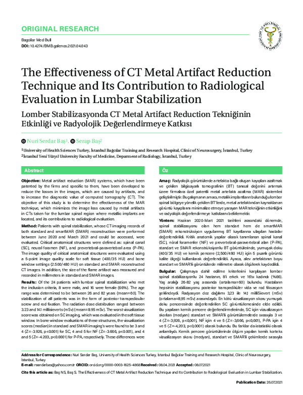 Pdf The Effectiveness Of Ct Metal Artifact Reduction Technique And Its Contribution To