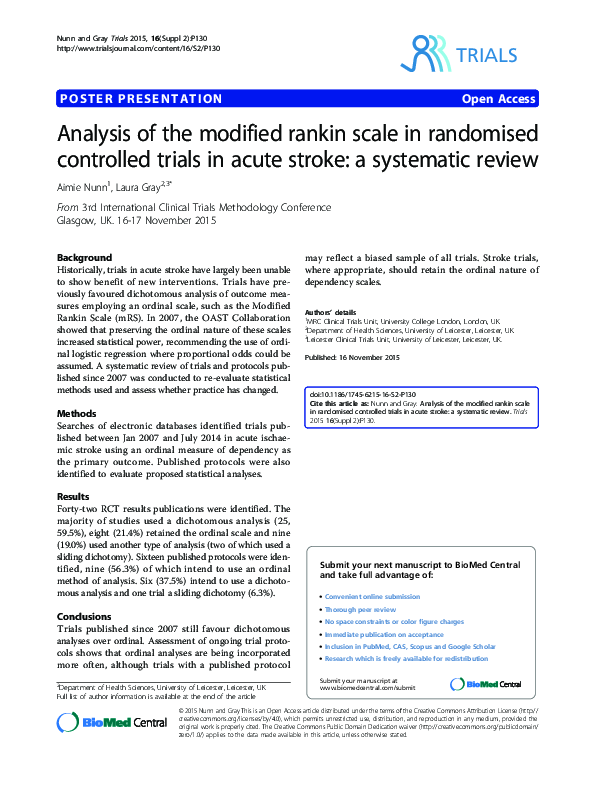 (PDF) Analysis of the modified rankin scale in randomised controlled ...