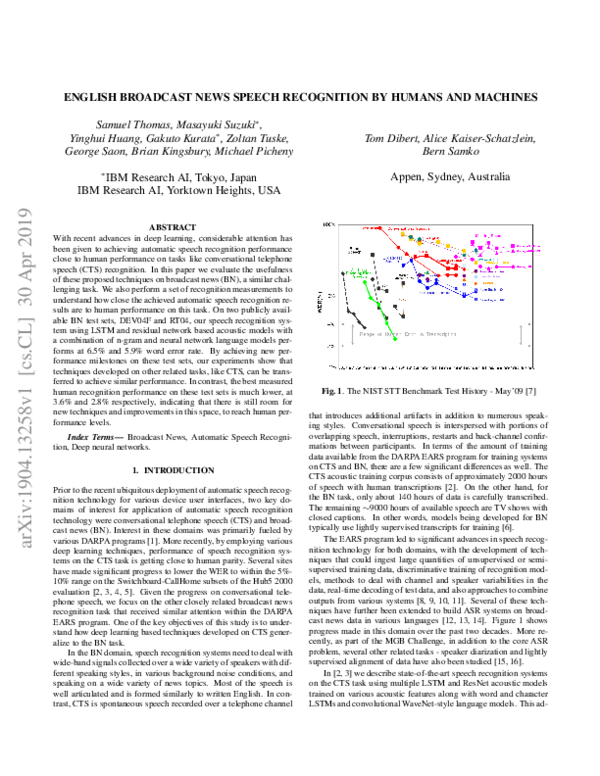 (PDF) English Broadcast News Speech Recognition by Humans and Machines
