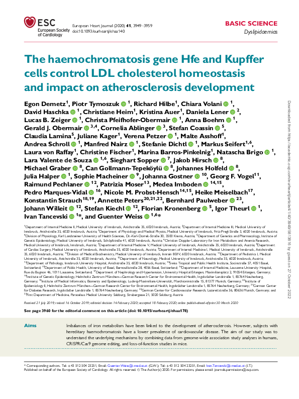 (PDF) The haemochromatosis gene Hfe and Kupffer cells control LDL ...