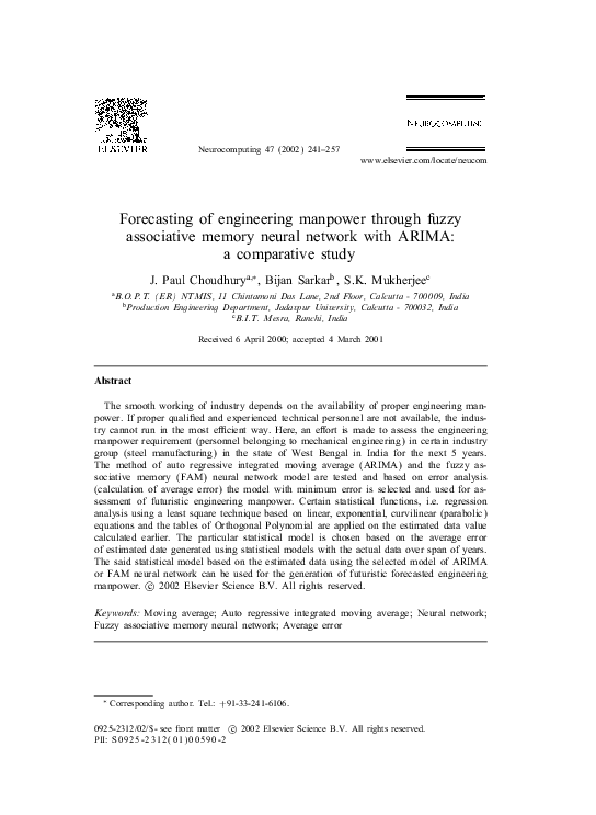 (PDF) Forecasting of engineering manpower through fuzzy associative memory neural network with ...