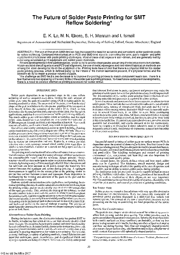(PDF) The Future of Solder Paste Printing for SMT Reflow Soldering