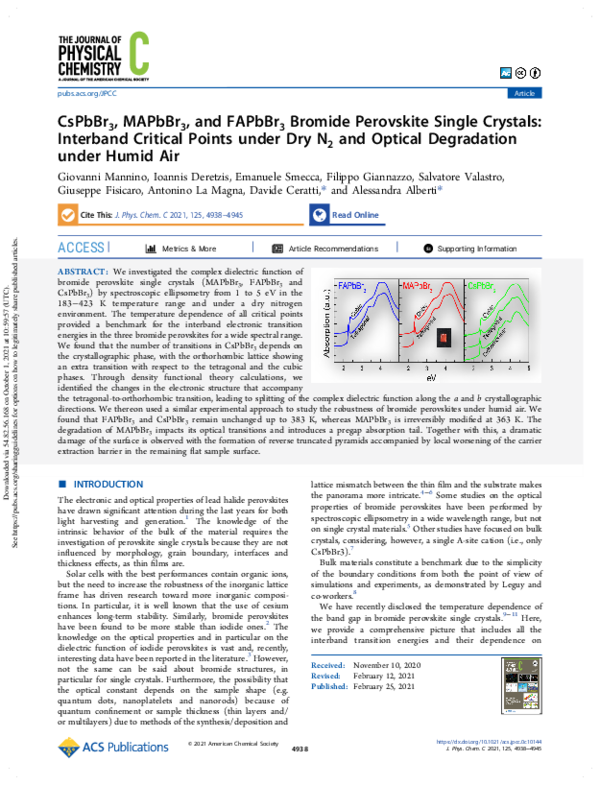 (PDF) CsPbBr3, MAPbBr3, and FAPbBr3 Bromide Perovskite Single Crystals: Interband Critical ...