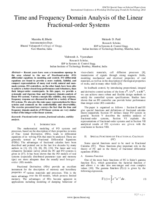 (PDF) Time and Frequency Domain Analysis of the Linear Fractional-order ...