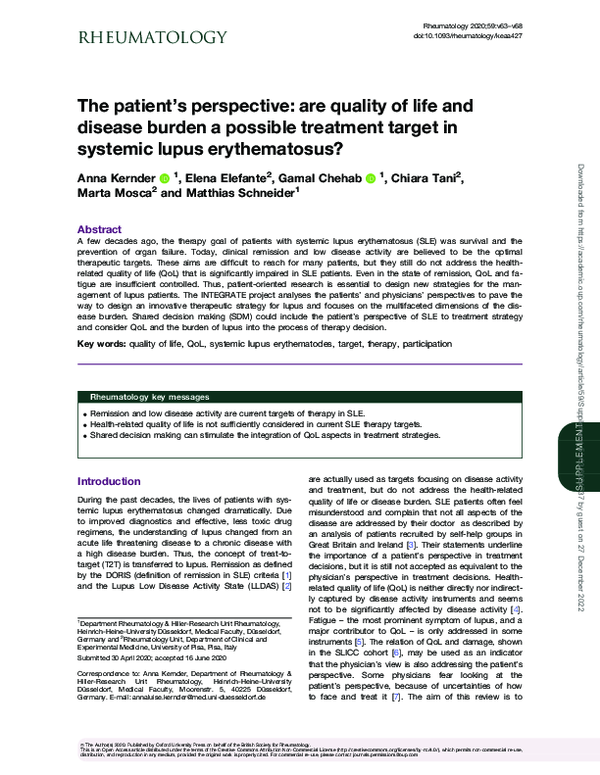 (PDF) The patient’s perspective: are quality of life and disease burden a possible treatment ...