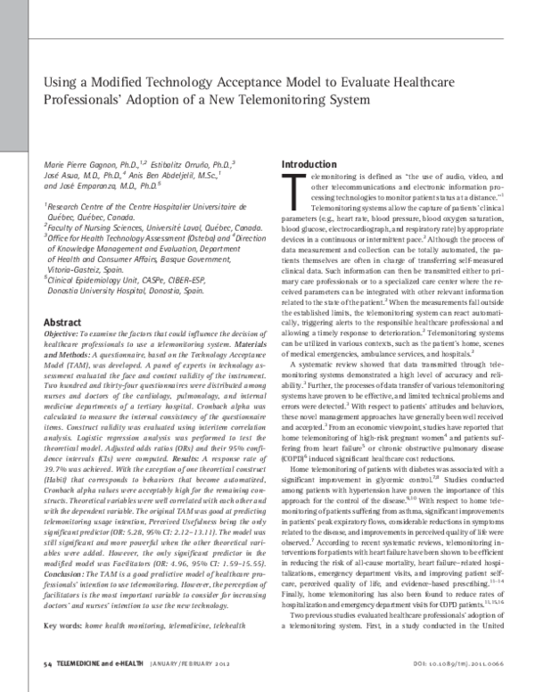 (PDF) Using a Modified Technology Acceptance Model to Evaluate ...