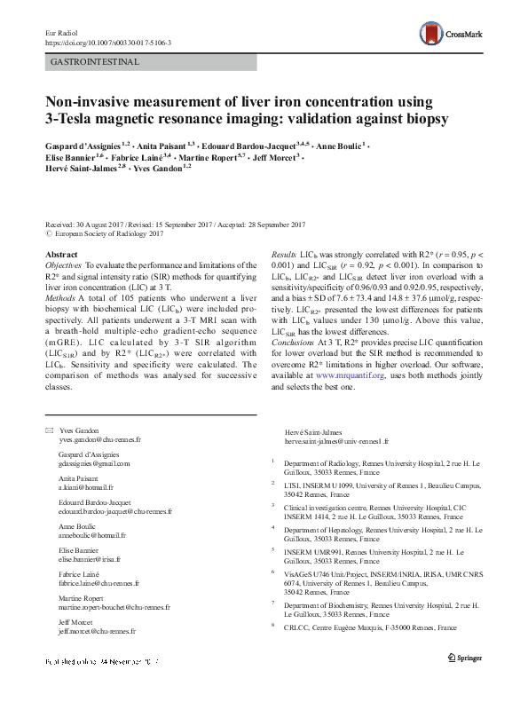 (PDF) MRI-Based Liver Iron Quantification in Children