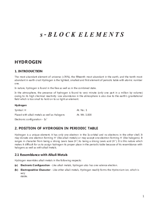 (DOC) S BLOCK ELEMENTS THEORY