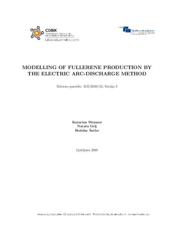 (PDF) Modelling of Fullerene Production by the Electric Arc-Discharge Method