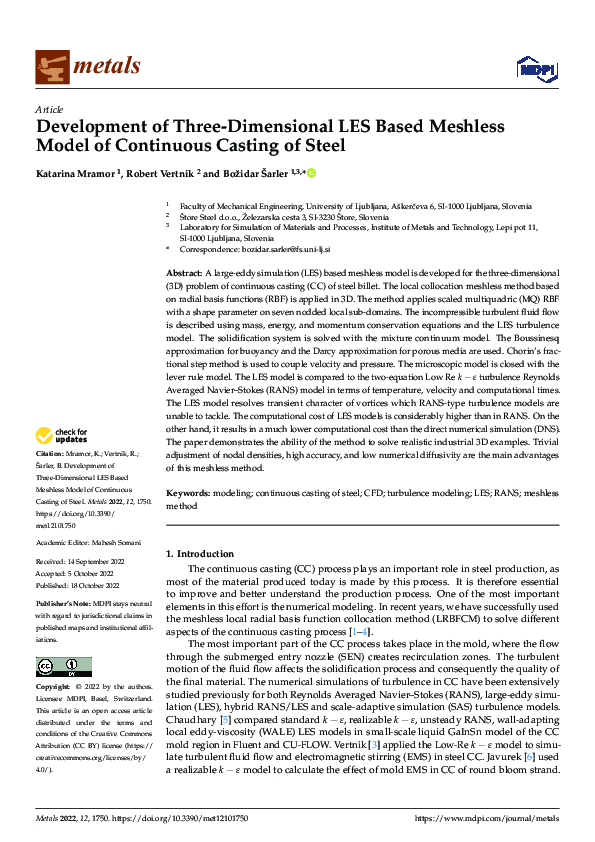 (PDF) Development of Three-Dimensional LES Based Meshless Model of ...