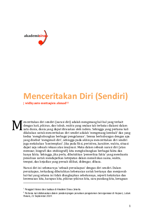 (PDF) Menceritakan Diri Sendiri