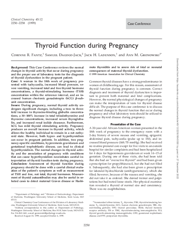 (PDF) Thyroid function during pregnancy