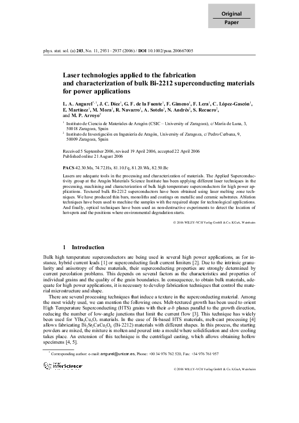 (PDF) Laser technologies applied to the fabrication and ...