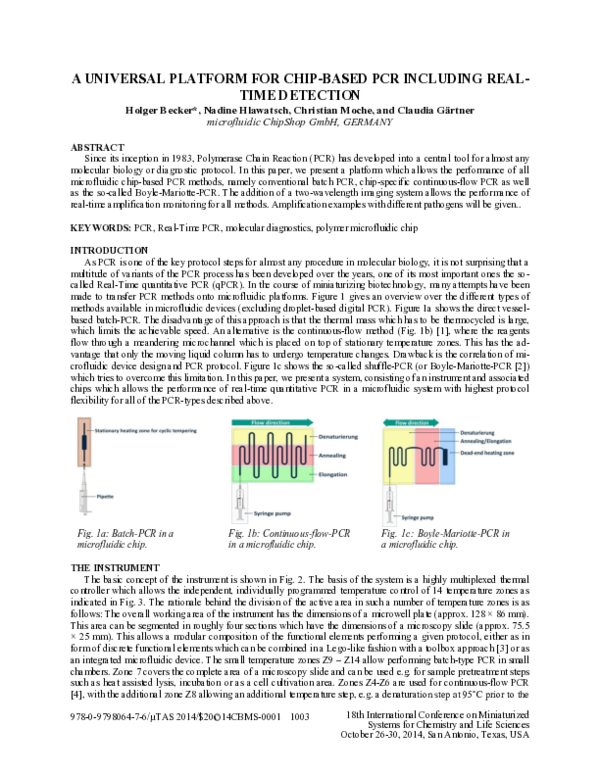 (PDF) A Universal Platform for Chip-Based PCR Including Real-Time Detection