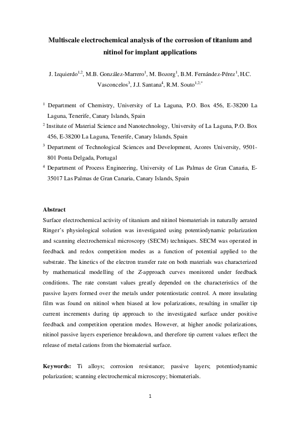 (PDF) Multiscale electrochemical analysis of the corrosion of titanium ...