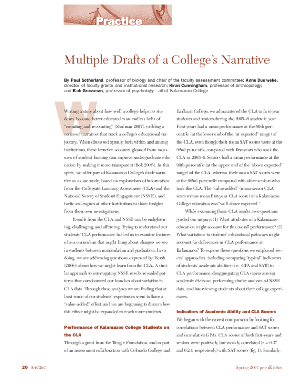 (PDF) Multiple Drafts of a College's Narrative