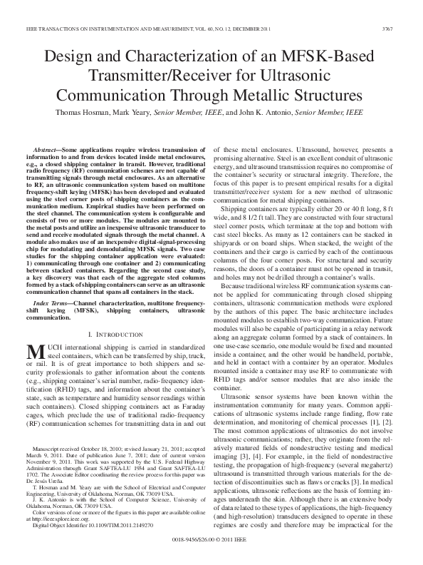 (PDF) Design and Characterization of an MFSK-Based Transmitter/Receiver ...