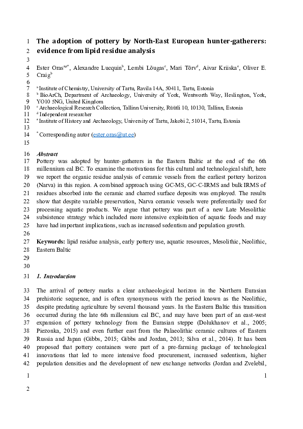 (DOC) The adoption of pottery by north-east European hunter-gatherers ...