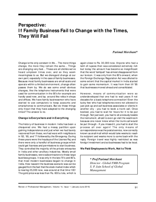 (PDF) If Family Business Fail to Change with the Times, they will Fail ...