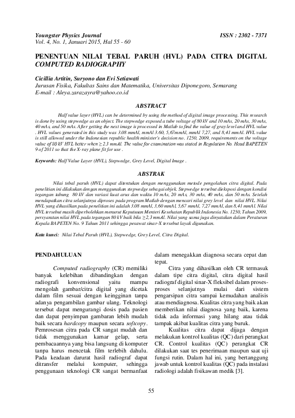 (PDF) Penentuan Nilai Tebal Paruh (HVL) Pada Citra Digital Computed Radiography