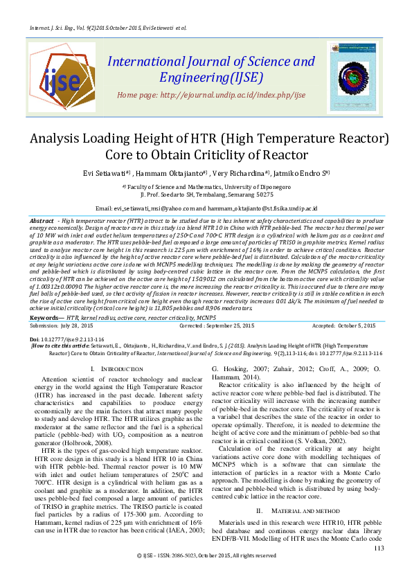 (PDF) Analysis Loading Height of HTR (High Temperature Reactor) Core to ...