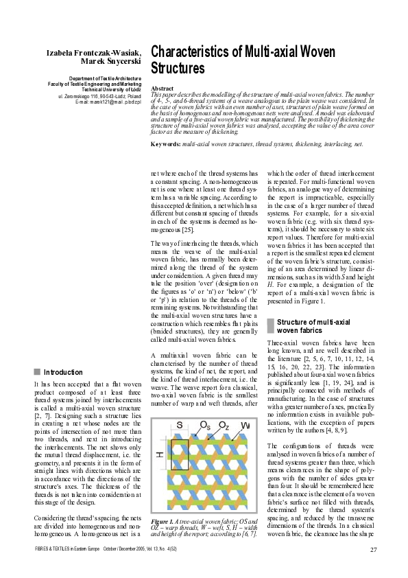 (PDF) Characteristics of Multi-axial Woven Structures