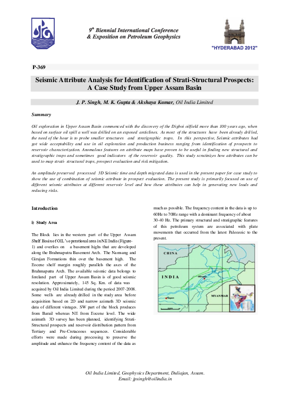 (PDF) Seismic Attribute Analysis for Identification of Strati ...