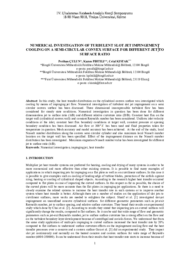 (PDF) Numerical Investigation of Turbulent Slot Jet Impingement Cooling ...
