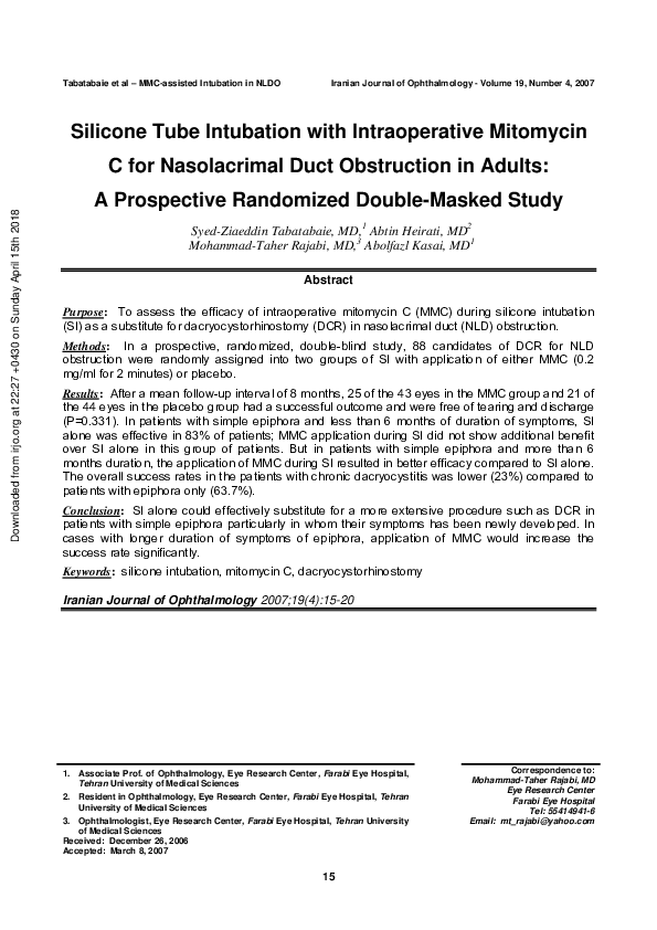 (PDF) Tabatabaie et al-MMC-assisted Intubation in NLDO Silicone Tube ...