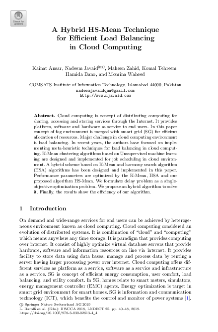 (PDF) A Hybrid HS-Mean Technique for Efficient Load Balancing in Cloud Computing