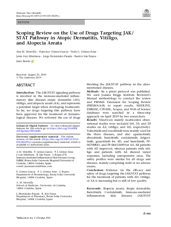 Pdf Scoping Review On The Use Of Drugs Targeting Jak Stat Pathway In