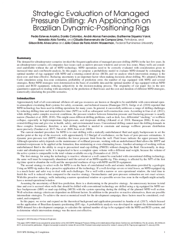 (PDF) Strategic Evaluation of Managed Pressure Drilling: An Application on Brazilian Dynamic ...