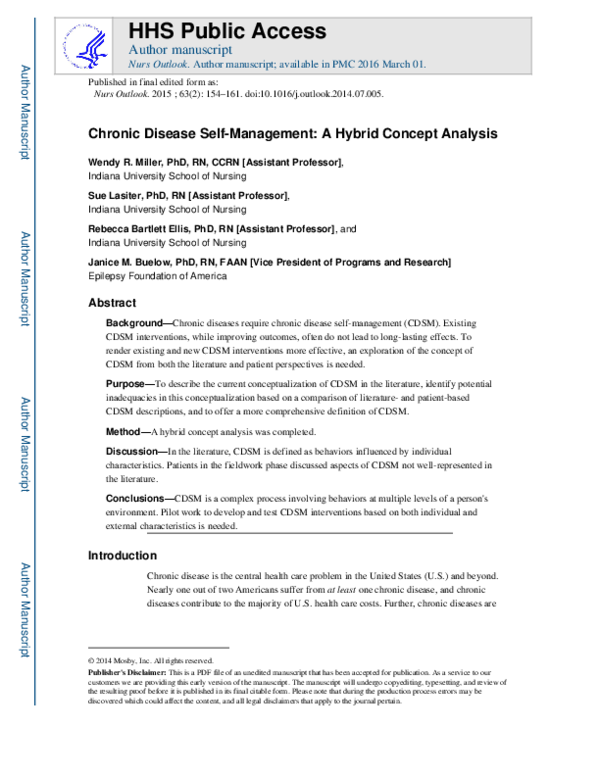 (PDF) Chronic disease self-management: A hybrid concept analysis
